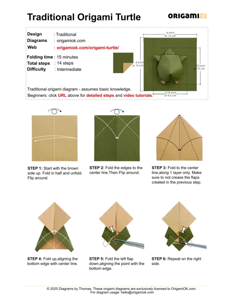 How to Fold an Origami Turtle - Origami OK
