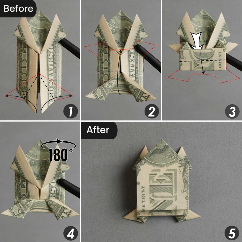 Easy Dollar Bill Origami Frog Instructions - OrigamiOK