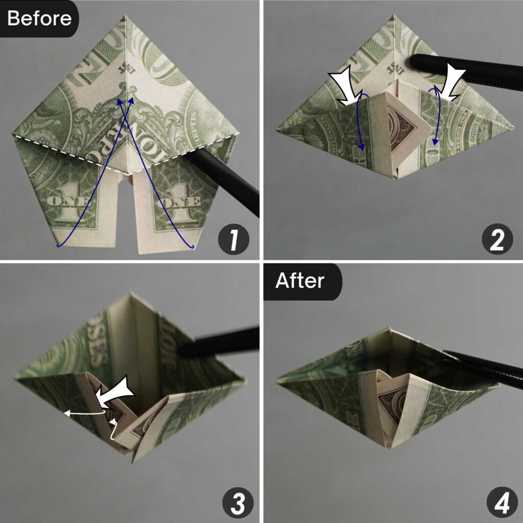 Easy Dollar Bill Origami Pyramid Instructions - OrigamiOK
