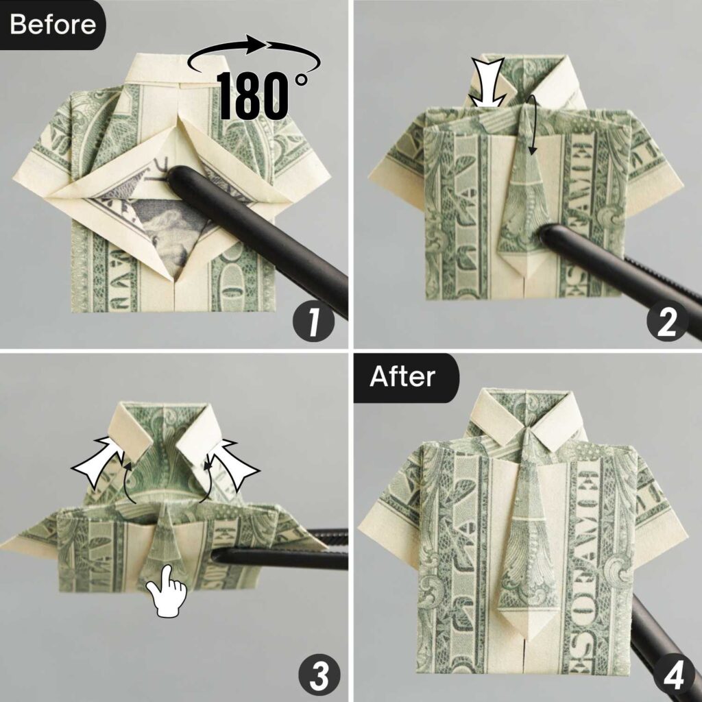 Easy Dollar Bill Origami Shirt and Tie Instruction - Origami OK
