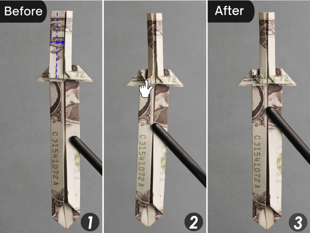 Easy Dollar Bill Origami Sword Instructions - OrigamiOK