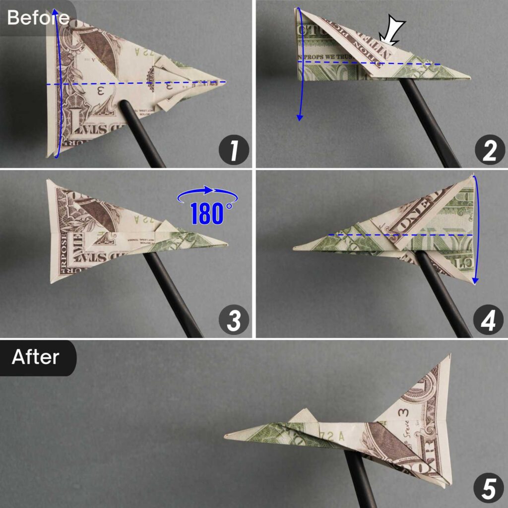 Easy Dollar Bill Origami Plane Instructions - OrigamiOK